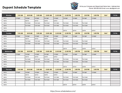 Free DuPont Schedule Templates - Schedules Box