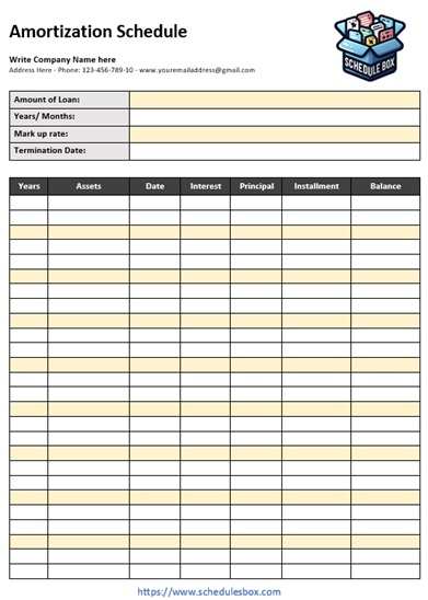 Amortization Schedule Templates - Schedules Box