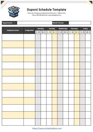 Free DuPont Schedule Templates - Schedules Box