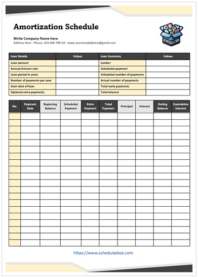 Schedules Box - Free Printable Schedule Templates