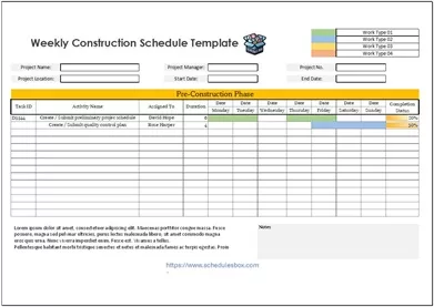 Construction Schedule Templates - Schedules Box