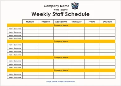 Weekly Schedule Templates - Schedules Box
