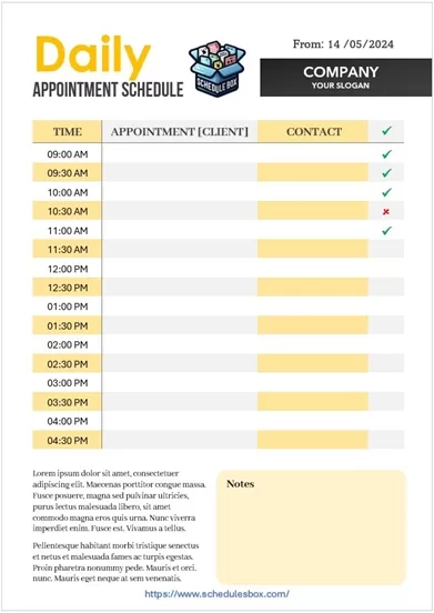 Appointment Schedule Templates - Schedules Box
