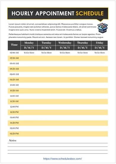 Appointment Schedule Templates - Schedules Box