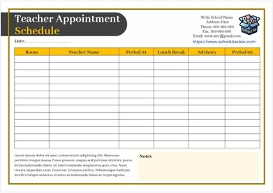 Appointment Schedule Templates - Schedules Box